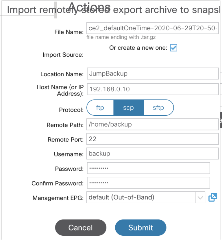 ACI – Backup – Restore – 7o9 – Consolidated IT Know-How